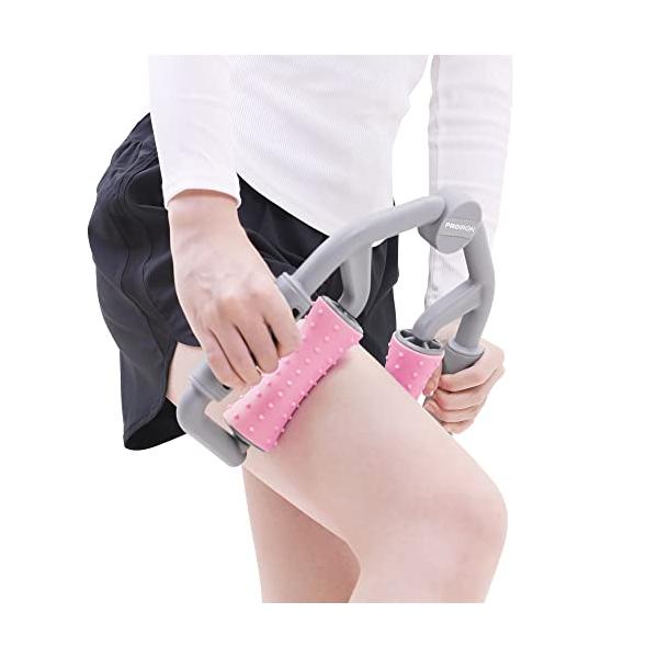 グレーピンク/-/PRO-AMQ02・Color:グレーピンク・使いやすいオールインワンフルマッサージおそらく最高のマッサージローラーですので、是非お試しください！手で持って、太もも、ふくらはぎの両面を同時にマッサージすることができ、時間を...