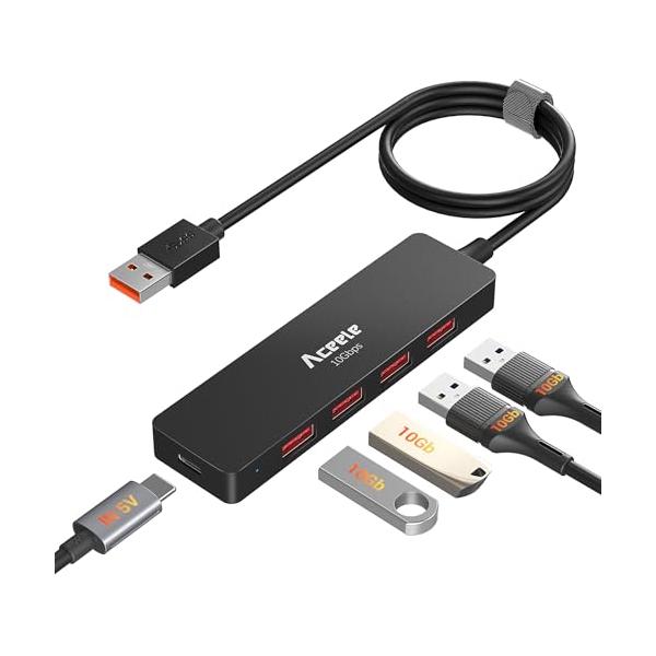 ブラック/A-(4A+1C)120CM/-・Size:A-(4A+1C)120CM・5-IN-1USB ハブ 10GbpsUSB 3.2 Gen 2 ハブは４x USB A ポートと１xType- Cポートに拡張、四つのポートが従来のUSB...