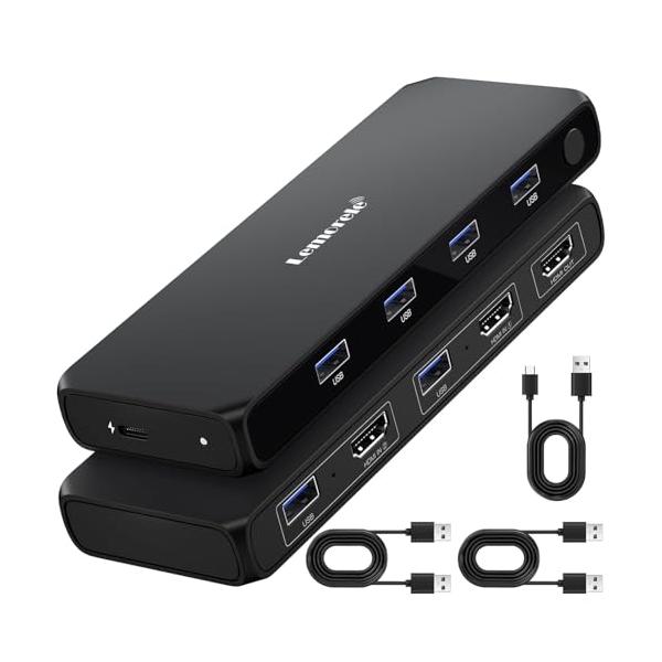 Black/HDMI-2入力-1出力/G98・Size:HDMI-2入力-1出力・2-IN-1より効率向上HDMI KVMスイッチはオフィス、データセンター、サーバールーム、マルチメディア設定など、複数のコンピュータまたはデバイスを同時に管...