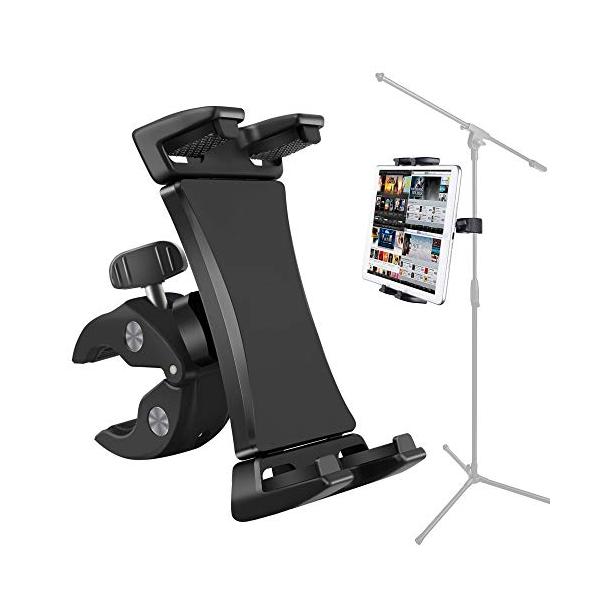 回転・[幅広い互換性] マイクスタンドタブレットホルダーは、3.5 ~ 12.9インチの携帯電話やタブレットにフィットします。iPhone、iPad、Androidを含む。コンサート、合唱団、結婚式、パーティー、会議で音楽の再生や共有ができ...