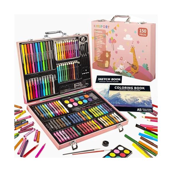 Pink/-/W150・Color:Pink・パッケージ個数:1・新進アーティストへの完璧な贈り物このアートセットは、描いて絵を描くのが大好きな子供たちにとっては必須です。 美しいキャリングケースがあり、水彩ペン、クレヨン、色の鉛筆、水彩ケ...