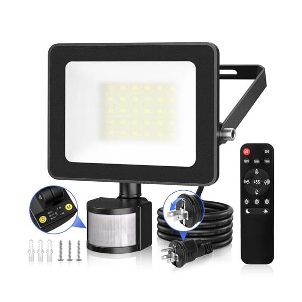 超高輝度25W人感センサーライト・昼光色・リモコン操作＆センサー部ボタン操作・常時点灯機能・無段階調光・タイマー機能昼光色6500K/25W/GY025/25W・Color:昼光色6500KSize:25W・?◆2025年業界最新版25W ...