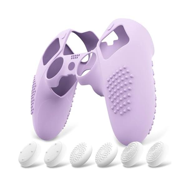 明るい紫/-/ETPFP011・Color:明るい紫・パッケージ個数:1・高品質なシリコンケースは、ps5 Edge対応用に特別に設計されています。様々なスタイルと色からでき、新しいコントローラーを保護します・滑り止めのシリコングリップスキ...