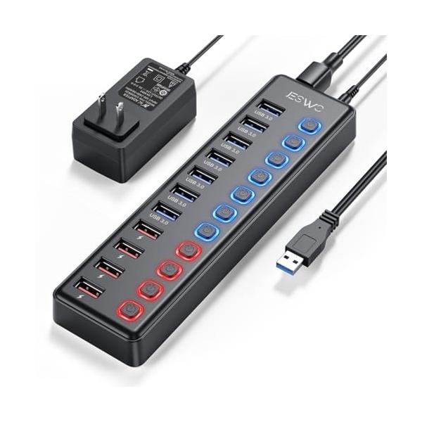 ブラック/-/THX-120300KDJ・USBハブ 電源付き11ポート: 1 つのUSB ハブを瞬時に7 個の USB 3.0 ポートと4 個の充電ポートに変え、USB フラッシュ ドライブ、キーボードとマウス、プリンター、ハードドライブ...