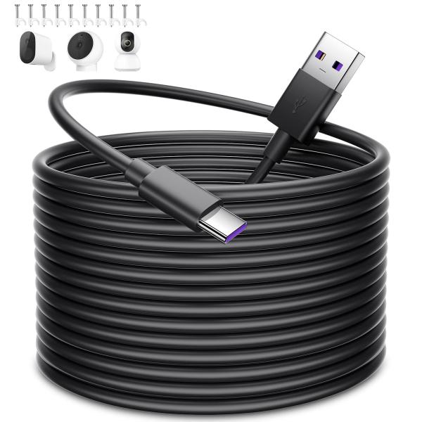 ・ブラック 10M ・・Color:ブラックSize:10M・パッケージ内容：USB A to USB C 充電ケーブル*1本 (10M） ケーブルステップル配線固定用*10個。(ご注意：(1)防犯カメラ給電・充電専用のUSB TypeCケ...