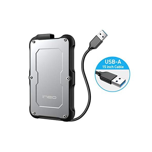 超耐衝撃〜1.2mのミリタリーグレードのショックプルーフを超え、1.5mの落下テストに耐える。・コンパクトなシリコンフレームとABSカバーによる防水・耐衝撃設計。SATA 2.5インHHDおよびSSDと互換性があり、追加の電力は不要です。ホ...