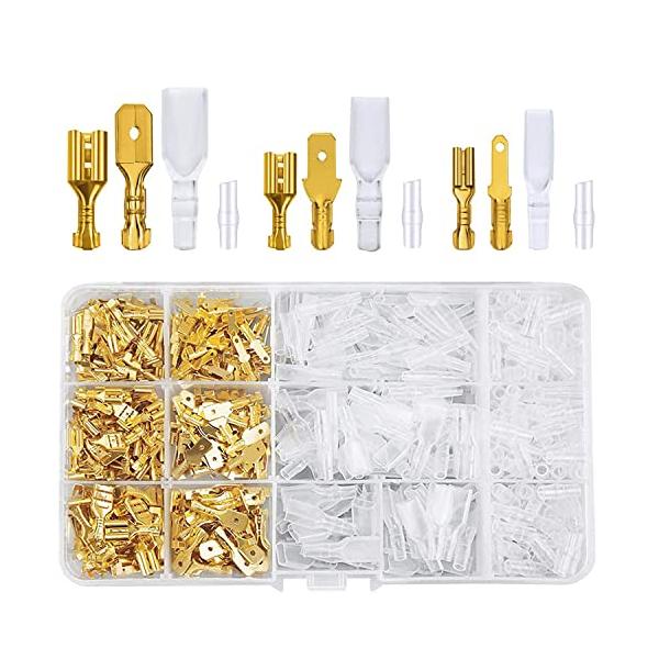 ・  QWJ-Crimper480・平型端子セット内容トグルスイッチ、スピーカー、ホーン等でよく使われている、3種類ゴールドの平型端子セット（2.8mm、4.8mm、6.3mmオス・メス合計240個）です。この端子セットには、端子240個と...