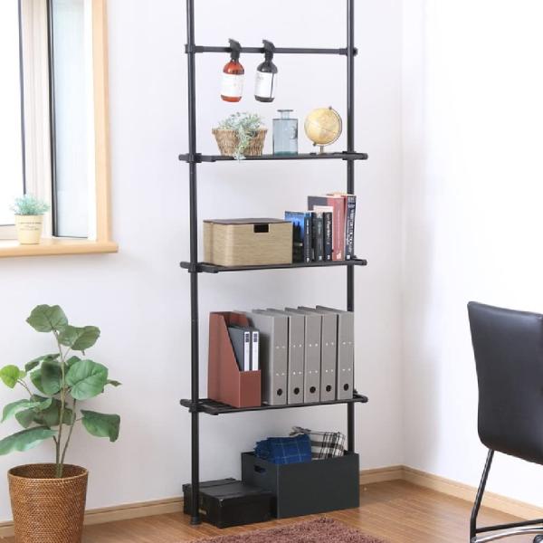 ワイヤー/棚付きa)ブラック/a)幅68cm/TWR-680・Color:a)ブラックPatternName:a)スリム・パッケージ個数:1・商品サイズ(cm):幅約68×奥行約26.5×高さ約170-205cm/220-260cm・材質:...