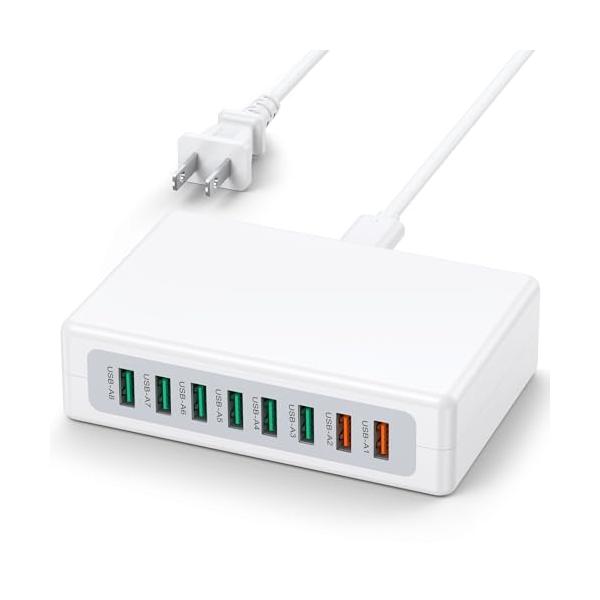 -/8Aポート/HNT- PC7001・Size:8Aポート・?8ポート USB コンセントわずか30分で、お使いの携帯電話を50%まで充電できます。8x USB Aポート（最大18W）を備えた8 in 1 USB 充電器は、待つ必要はあり...