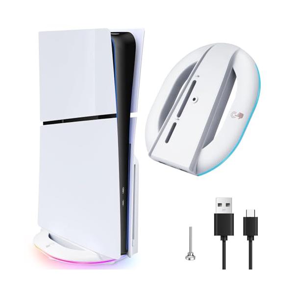 ps5 slimホワイト/ps5照明付きスタンド/HDCORBETTS・Size:ps5照明付きスタンド・新型 PS5 Slim 縦置き スタンド このスタンドは ps5 Pro/slim モデル専用に設計されています，通常版とデジタル版に...
