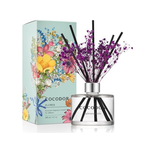 -/フラワー 200ml/Cocod'or・ScentName:カシミヤバニラSize:フラワー 200ml・カシミヤバニラ・リードディフューザーセット200mlの高品質アロマオイルに、透明なガラスボトルとブラックスティック、プリザーブドフ...