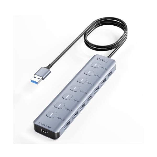 グレー/-/A307(584)・超高速データ転送：USB 3.0ポートは、最大5 Gbpsの超高速転送をサポートしています。USB 2.0の10倍高速で、HDムービーや大容量ファイルを数秒でダウンロードできます。・USB 3.0 7ポート拡...