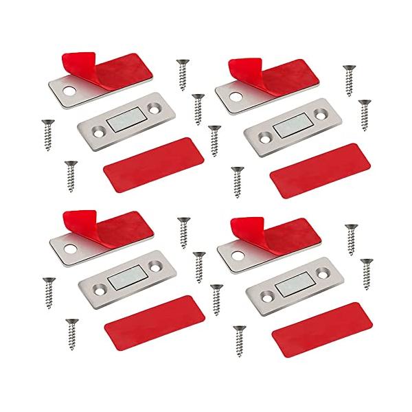 製品名：マグネティックキャッチラッチ;材質：磁石+ステンレス+ニッケルめっき鉄片，シンプル構造で汎用性の高いマグネットキャッチです。小型・省スペースで、高い吸着力が得られる。・耐久性：金属の表面はニッケルめっき処理，腐食と錆び防止。・家庭用...