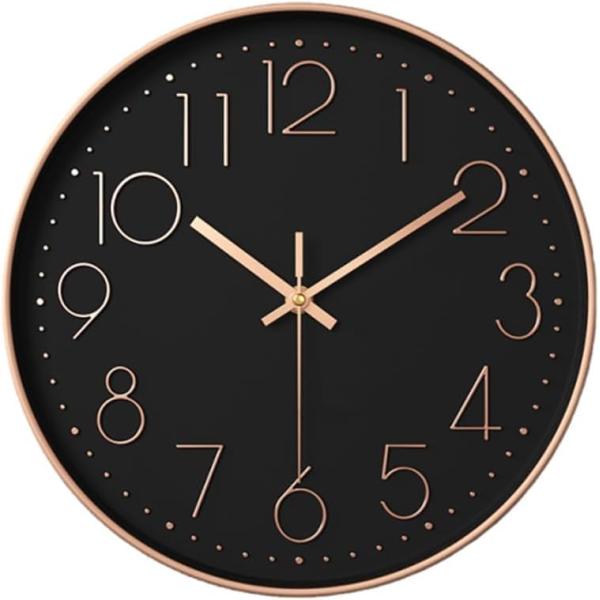 モダン金と黒/30CM 電波：連続秒針/-・Color:金と黒Size:30CM 電波：連続秒針・機能 : 秒針の音がコチコチならない静かな連続秒針を採用・時刻を自動で修正する電波時計・立体文字・メーカー：1年・本体サイズ : (約)高さ3...