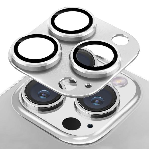 ・シルバー iPhone 15 Pro/15 Pro Max ・・Size:iPhone 15 Pro/15 Pro MaxColor:シルバー・高級感 3D全面保護ガラス製と違って、本製品はアルミニウム合金＋強化ガラス製、15シリーズと同...