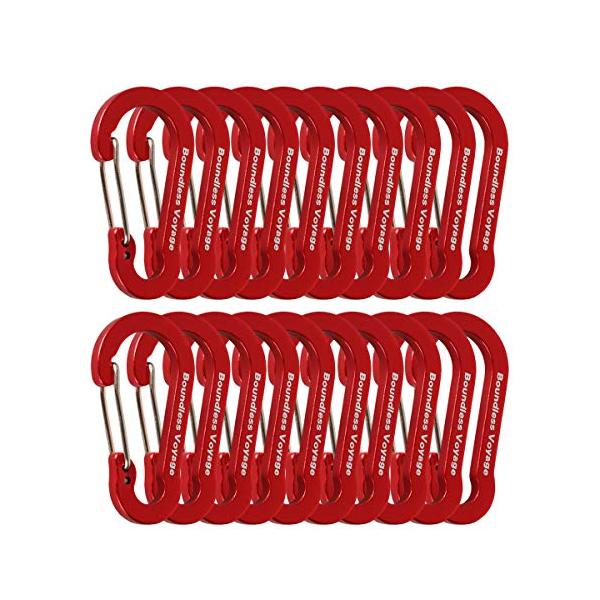 レッド20個セット/-/BV1011・Shape:レッド20個セット・パッケージ個数:20・材質 ：アルミニウム合金。 サイズ：約50mm x 26mm。 重量：約5g（単個重量）。 表面処理：ヤスリ掛け、陽極酸化・用途：キーを吊るしたり、...