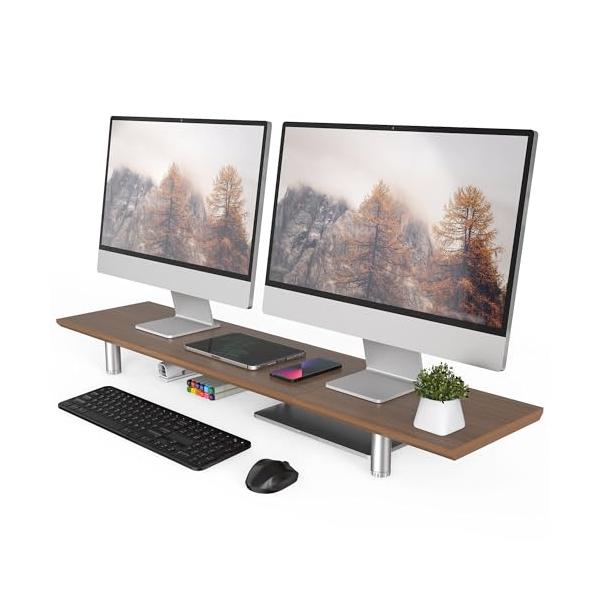 ブラウン/100cm/-・Color:ブラウンSize:100cm・横幅100cmの机上台・収納便利モニター下の空間は収納スペースが付き、キーボードやマウスなど周辺機器、タブレットなどを一気に収納できます。デスクの周りはすっきりになれ、作業...