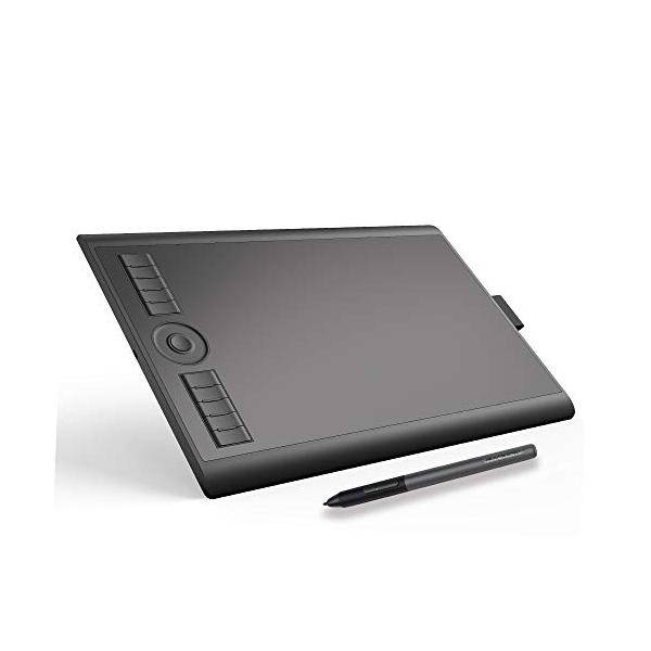 ブラック/M10K PRO/-・傾き検知--ペンを傾けると、傾斜角度が大きくなるほど線が太くなります。逆に線を引くと細くなります。デジタル創作の楽しさが大幅に向上します。電源不要ペン--M10K PROペンタブレットは、バッテリー不要のペン...