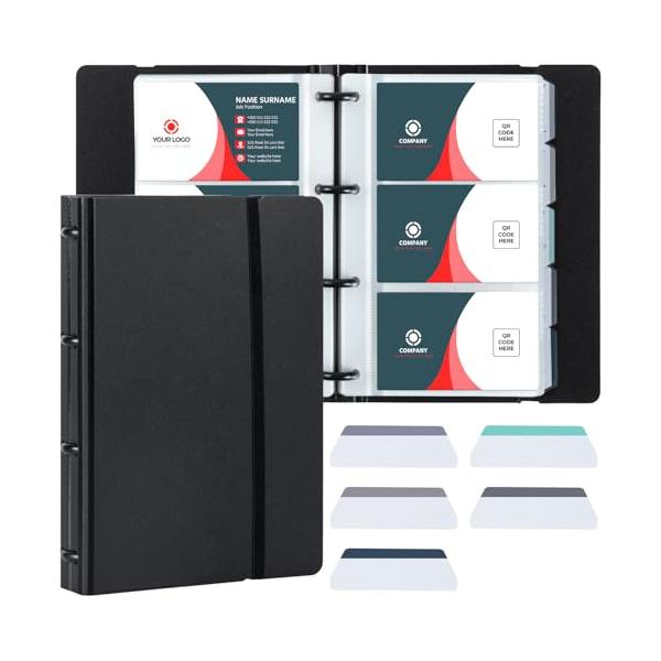 ポケット式ブラック/-/E5778・Color:ブラック・パッケージ個数:1・プレミアム品質の発泡PPとPVCポケットシートを使用。・最大180枚の名刺を収納でき、30枚のクリアページで名刺を管理・保護できます。・5色のインデックスタブは、...