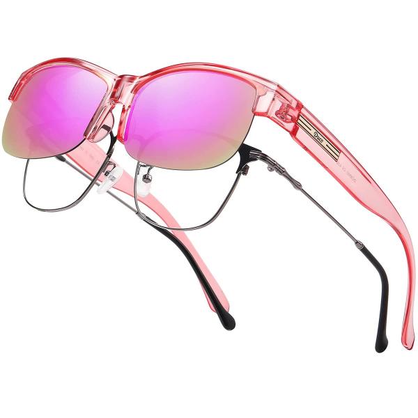 カジュアル・ピンク・ピンク M 8960・・Color:ピンク・ピンク・メガネの上にかけられるオーバーサングラス、近視、遠視、老視の眼鏡かけた人もご利用できます。ゆったりとした構造で圧迫感がありません。・小型〜中型のスクエア、ラウンド、ウェ...