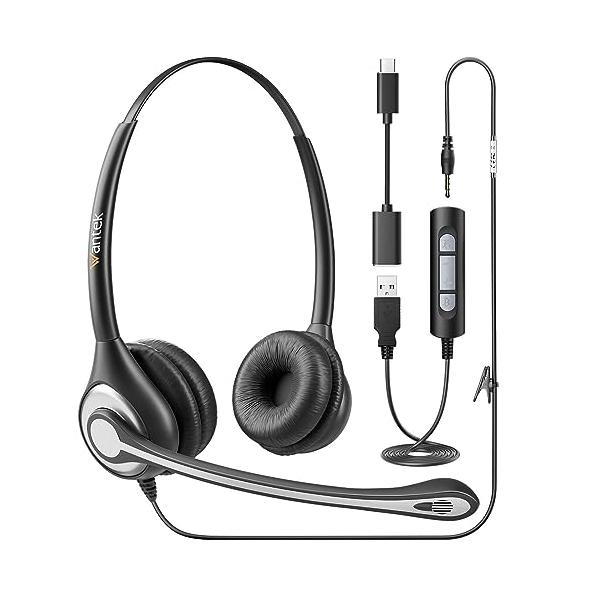 新型両耳ヘッドセット/-/-・Color:新型両耳ヘッドセット・「明瞭な通話」ビジネスグレードのブロードバンドWantekヘッドセット、ノイズキャンセリングマイク及びデジタル信号処理（DSP）なので、クリアな通話を実現できます。音響衝撃保護...