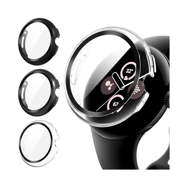 黒+グレー+透明色/-/For Google Pixel Watch 2/1・Color:黒+グレー+透明色・対応モデルFor Google Pixel Watch 3 41mm/2/1対応、注:ウォッチプロテスタンスケースのみ、ケース3点...