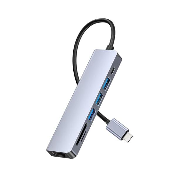 グレー/7 in 1/7 in 1 - Gray・Size:7 in 1・パッケージ個数:1・多機能接続USB C ハブ：USB C HDMI 7-in-1 ハブは、HDMI、USB 3.0、USB 2.0、SDカードスロット、Micro ...