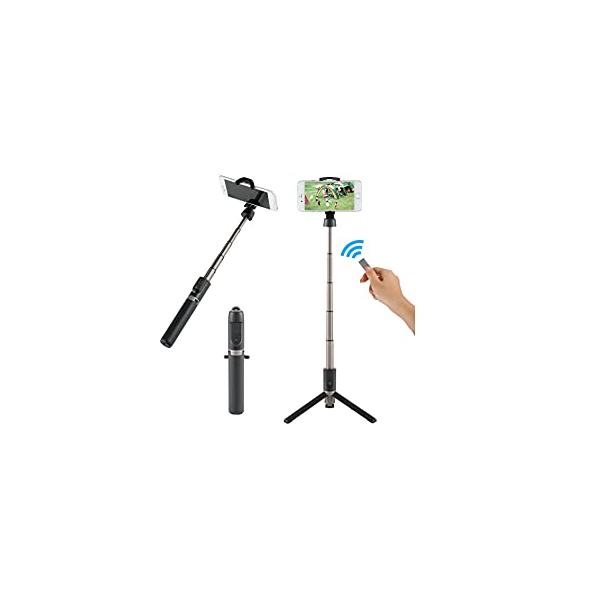 スマホスタンドブラック/スタンド時全高: 685mm/ 自撮り棒時全高: 740mm/ 縮長: 183mm/302632・Color:ブラックStyle:スマホスタンド・パッケージ個数:1・シャッターボタン付き自撮り棒が便利なスマホ三脚に大...