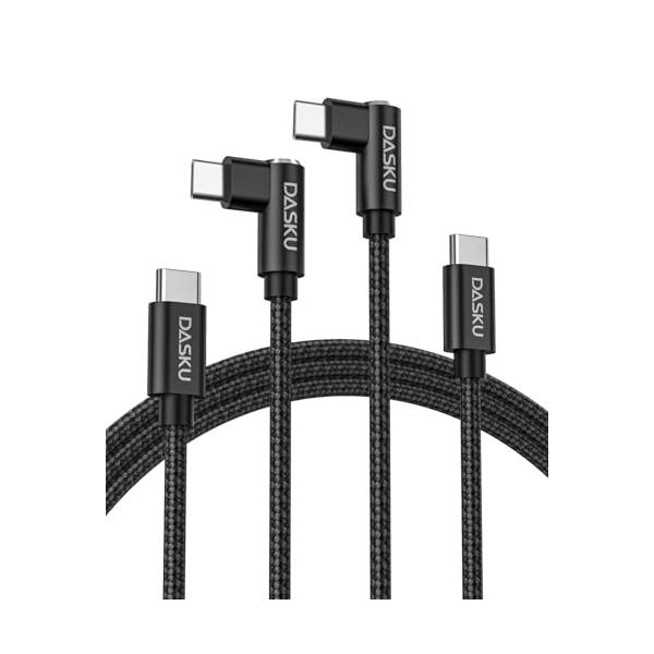 USB C to USB Cブラック/2M+2M/-・Size:2M+2MStyle:USB C to USB CColor:ブラック・パッケージ個数:1・L字型コネクター設計：この L字型 USB Cケーブルの一端は直角端子で、コンセント...