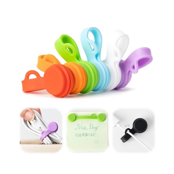 カラフル・マルチユース虹色・Sサイズ/6個入り/-・Color:虹色・SサイズSize:6個入り・パッケージ個数:1・磁力アップ・配線収納大正解ケーブルクリップは、両端に強力な磁石が内蔵されており、引っ付けるだけで、散らかったケーブルをすっ...