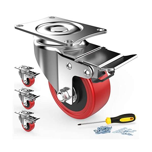 50mm レッドレッド/-/-・NumberOfItems:4Style:50mm レッド・パッケージ個数:4・高耐久性ベアリング - スチール構造ボディは非常に摩耗しにくく、汚れに強く、単個耐荷重：100kg 4個入りパックで400kgの...