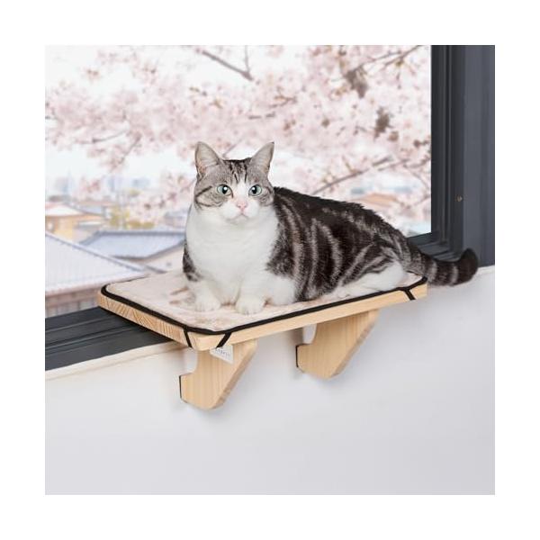 一段木目調/S/CFW1047033U1・Size:SStyle:一段・落下防止 &amp; 耐久性を追求した安全設計吸盤式ハンモックとは異なり、窓用ハンモックは頑丈なフックと補強用三角板を組み合わせた強化構造を採用。各パーツががっちりと固...