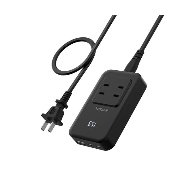 ブラック/1m/AC023・「65W急速充電対応」usb コンセントは、USB-Cポート（最大65W）とUSB-Aポート（最大18W）を搭載し、高速充電をにします。AC差込口は最大875W出力に対応します。タブレット、ノートパソコン、スマー...