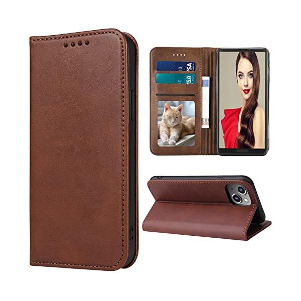 手帳型ブラウン/For iPhone 13/For iPhone 13・Size:For iPhone 13Color:ブラウン・対応機種: iPhone 13 用手帳型ケース (6.1 インチ対応）・?素材改良本商品の外部カバーは牛革繊維...