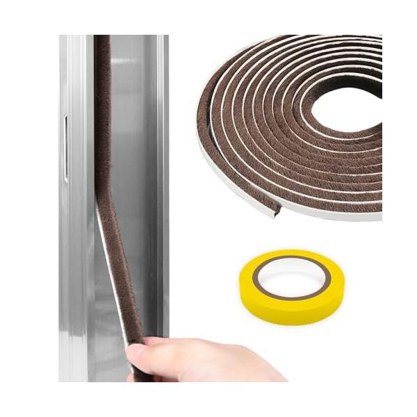 ブラウンー9mm×10m×5ｍｍ/-/aim-Q57・Color:ブラウンー9mm×10m×5ｍｍ・網戸、サッシの虫隙間対策カラーはグレー、茶色2色が、全長10m 、幅9mm、毛足長さ5ｍｍで、大きなベランダ窓でも長さを気にせず安心して使え...