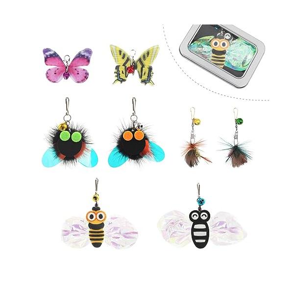 飛ぶ虫四種類2個/-/-・Color:飛ぶ虫四種類2個・用猫のおもちゃ：蝶々　小飛ぶ虫　黒い虫　ハチ　様子それぞれの8個可愛い飛ぶ虫のように作り、羽のカシャカシャキラキラする感じと、しっかり猫たちは食いつきます。・収納ボックス付き：シンプル...