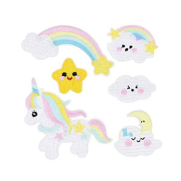 刺繍様式17/小さい/-・Color:様式17・6個お得セット大人気な刺繍ワッペンセット、6種類かわいいモチーフがあり（立体感と光沢が有り高級なイメージ）・幅広い用途Tシャツ、ジーンズ、タオル、毛布、バッグ、帽子、手帳などの飾り、服や小物の...