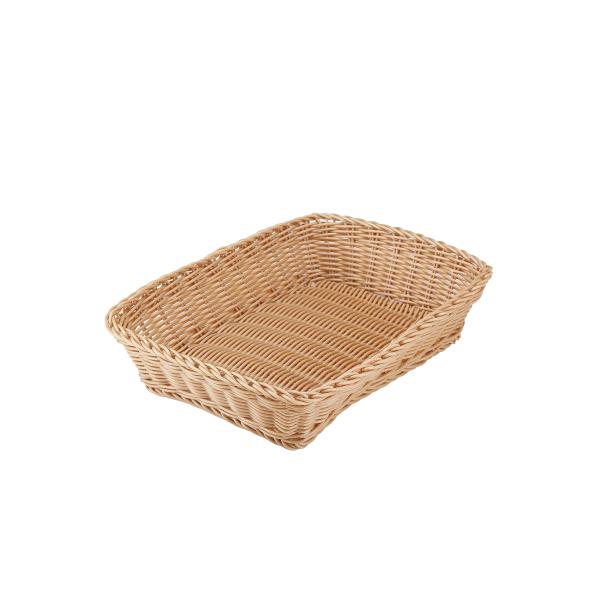 編み込みバスケットキャラメル/レクタングルL/4573306868101・Color:キャラメルSize:レクタングルL・パッケージ個数:1・まるで本物の質感なのに、お手入れは簡単。パンやお菓子・調味料やカトラリーなどを入れるだけで、なんだ...