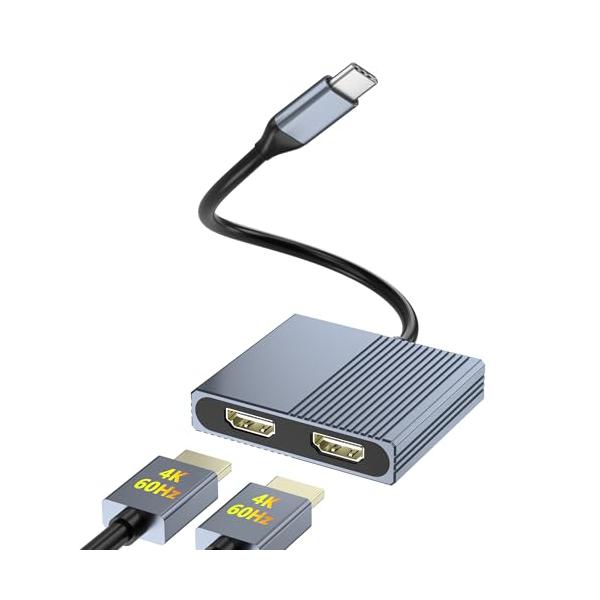 2 in 1 4K@60Hzグレー/-/2-in-1 60Hz-01・Style:2 in 1 4K@60Hz・パッケージ個数:1・USB C HDMI マルチディスプレイアダプタ 3画面HDMI Type-Cマルチディスプレイアダプタを使...