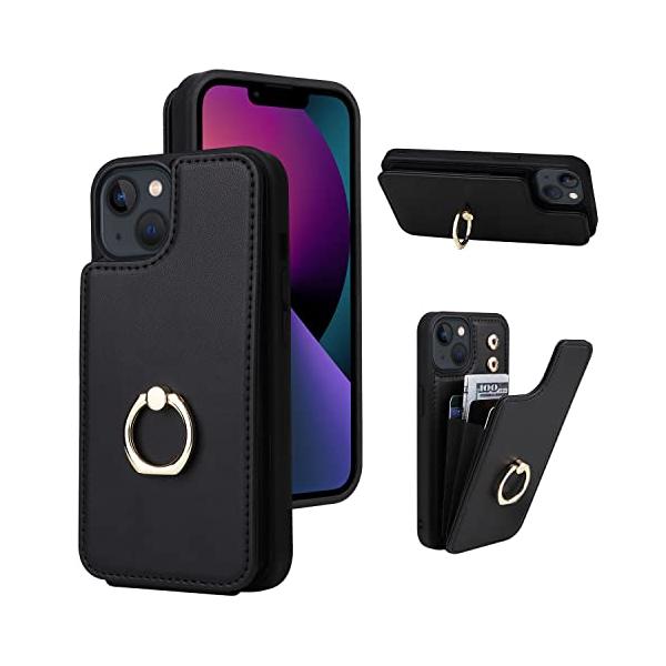財布型ブラック/iPhone13/iPhone13・Size:iPhone13Color:ブラック・★適用型番 iPhone 13 (6.1インチ対応)、★機種と画面サイズをご確認の上、ご購入ください。・★様々な機能落下防止に活躍するリング...
