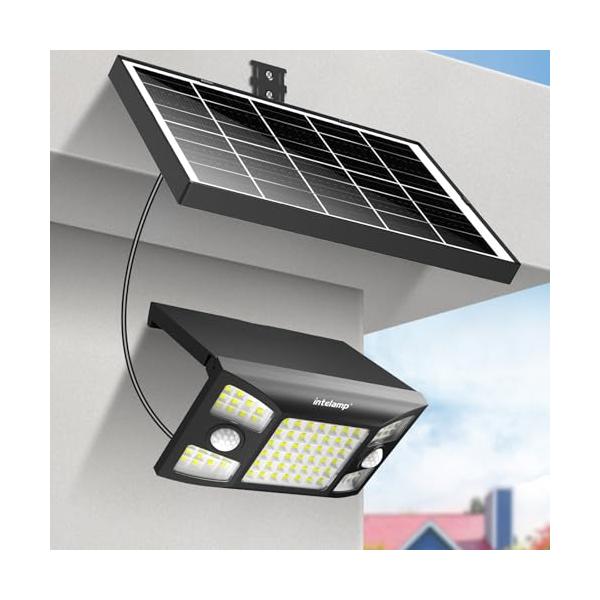 黒い/1個入り/003-13B・超高輝度の屋外用ソーラーライト Intelampの屋外用ソーラーセキュリティライトは、高い発光効率を持つソーラーパネルと大容量8000mAhバッテリーを搭載しており、市場に出回っている他の動体検知ソーラーライ...