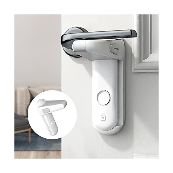 ・ホワイト  ・・Color:ホワイト・?子供の安全にドアロック のボタンを押すとロックが解除され、大人にとって操作が簡単です。子供がドアに触れたときの事故を防ぐことができます。・? ペットの脱走防止にドアノブ ロックでドアノブを効果的に固...