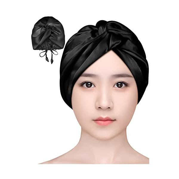 帽子ブラック/M-L/NHSM・Size:M-LColor:ブラック・パッケージ個数:1・このナイトキャップは22匁最高品質6Aの天然両面シルク100％なので、両面使用できます。人間のお肌に近い天然タンパク質とアミノ酸を含んでいるシルク素材...