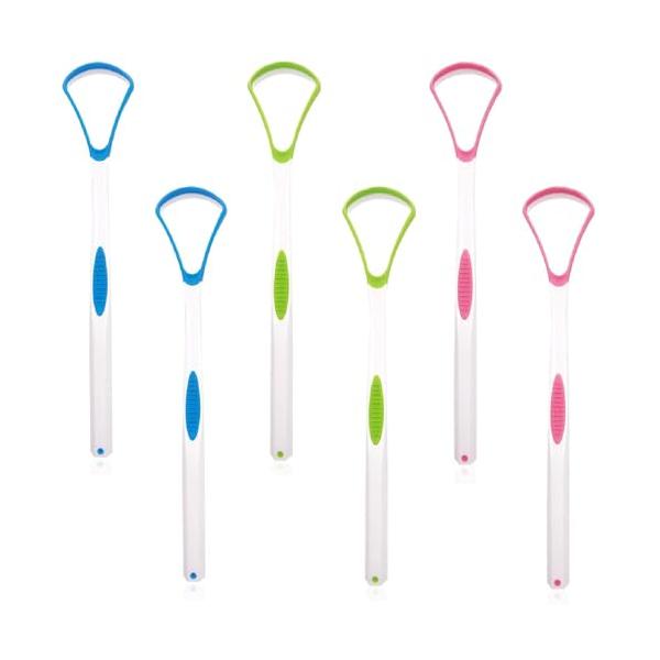 -/6本セット/-・Size:6本セット・パッケージ個数:1・商品内容6本 舌専用ブラシ（2本青い+2本グリーン+2本ピンク），重：60g，サイズ：約17.5*3cm。・素材構成シリコン製の舌クリーナー、柔らかくて気持ちい。 シリコン製で舌...