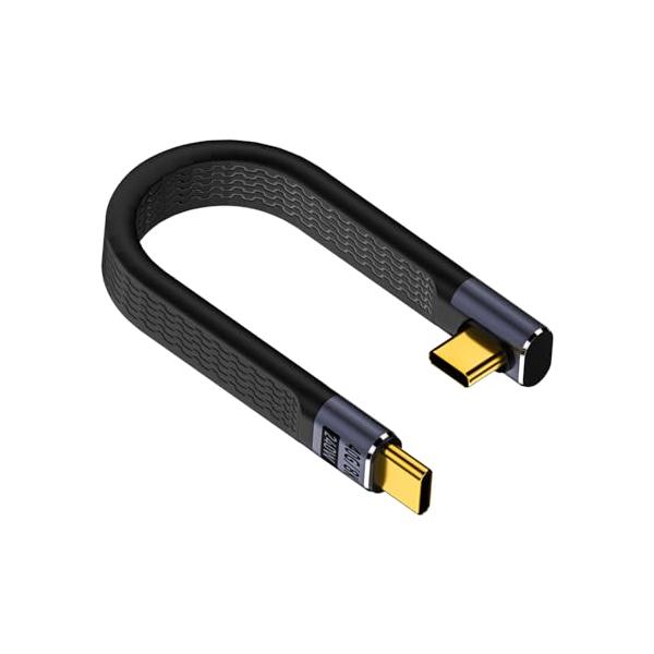 中間角度・Style:中間角度・FPC USB C ケーブル 短い: この短いUSB-C to USB-Cケーブルは柔らかいフラットFPCデザインを採用して、ケーブルを耐久性と柔軟性に優れたものにしました。E-Mark チップの充電保護シス...