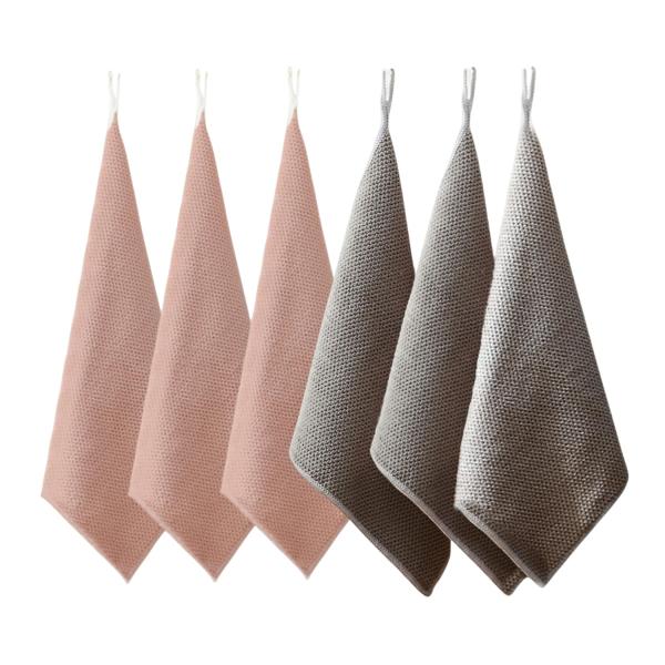 Scandinavian・B・グレー×3枚 ピンク×3枚 B・6枚セット ・・Color:B・グレー×3枚 ピンク×3枚Size:B・6枚セット・??厚手生地で吸水性に優れるキッチンタオルは吸水性に優れたマイクロファイバーを採用し、食器の水...
