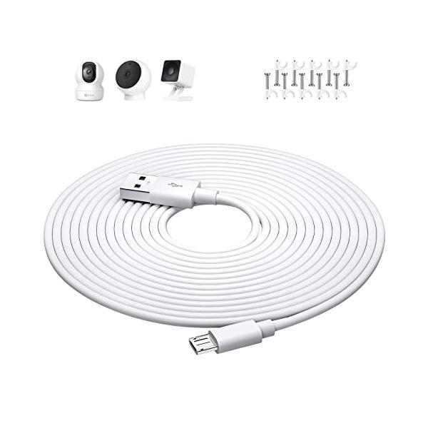 ・ホワイト 5M MC58725595・・Color:ホワイトSize:5M・パッケージ内容：USB A to Micro usb 電源ケーブル*1本 (5M） ケーブルステップル配線固定用*10個。(給電・充電専用のUSBケーブルです。デ...