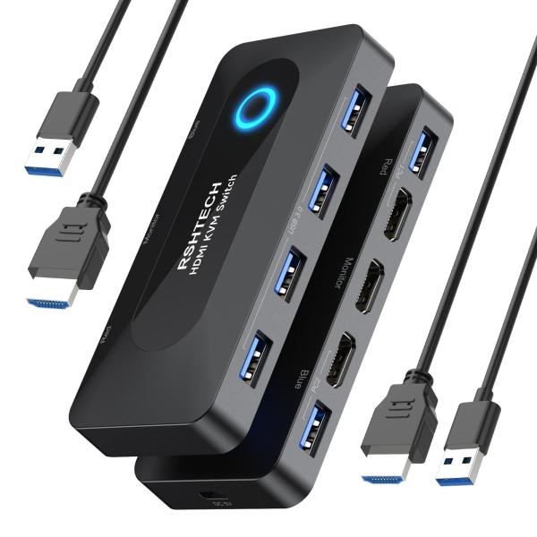 ・  A1301(k)・HDMI 2入力5出力KVMスイッチこのHDMI KVM切替器は、2台のパソコンを1台のHDMIディスプレイと4本のUSB 3.0機器を共有できます。キーボード、マウス、USBフラッシュドライブ、USBハードドライブ...