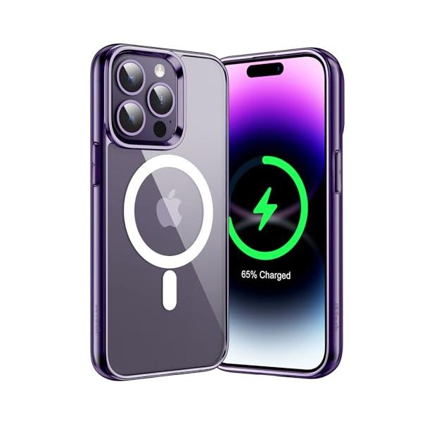 ディープパープル/-/3852H・Color:ディープパープル・[互換性] iPhone 14 Pro 6.1インチ用に特別に設計されています。38個のマグネットを内蔵し、すべてのMagSafeアクセサリーに対応できるクリアケースです・[強...