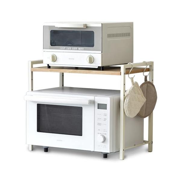 レンジ上ラックホワイト×ナチュラル/幅50cm/RRN-532・Color:ホワイト×ナチュラルSize:幅50cm・パッケージ個数:1・レンジ周りのスペースを有効活用！場所を取らずに収納スペースを確保できるラックです。レンジ上をかしこく有...